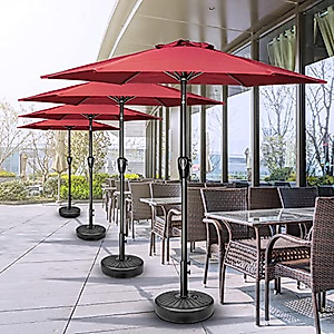 Simple Deluxe 9' Patio Umbrella Outdoor Table Market Yard Umbrella with Push Button Tilt/Crank, 8 Sturdy Ribs for Garden, Deck, Backyard, Pool, Red
