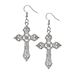 Sacina Gothic Cross Earrings, Zinc Alloy Cross Dangle Earrings, Goth Jewelry Gift for Women