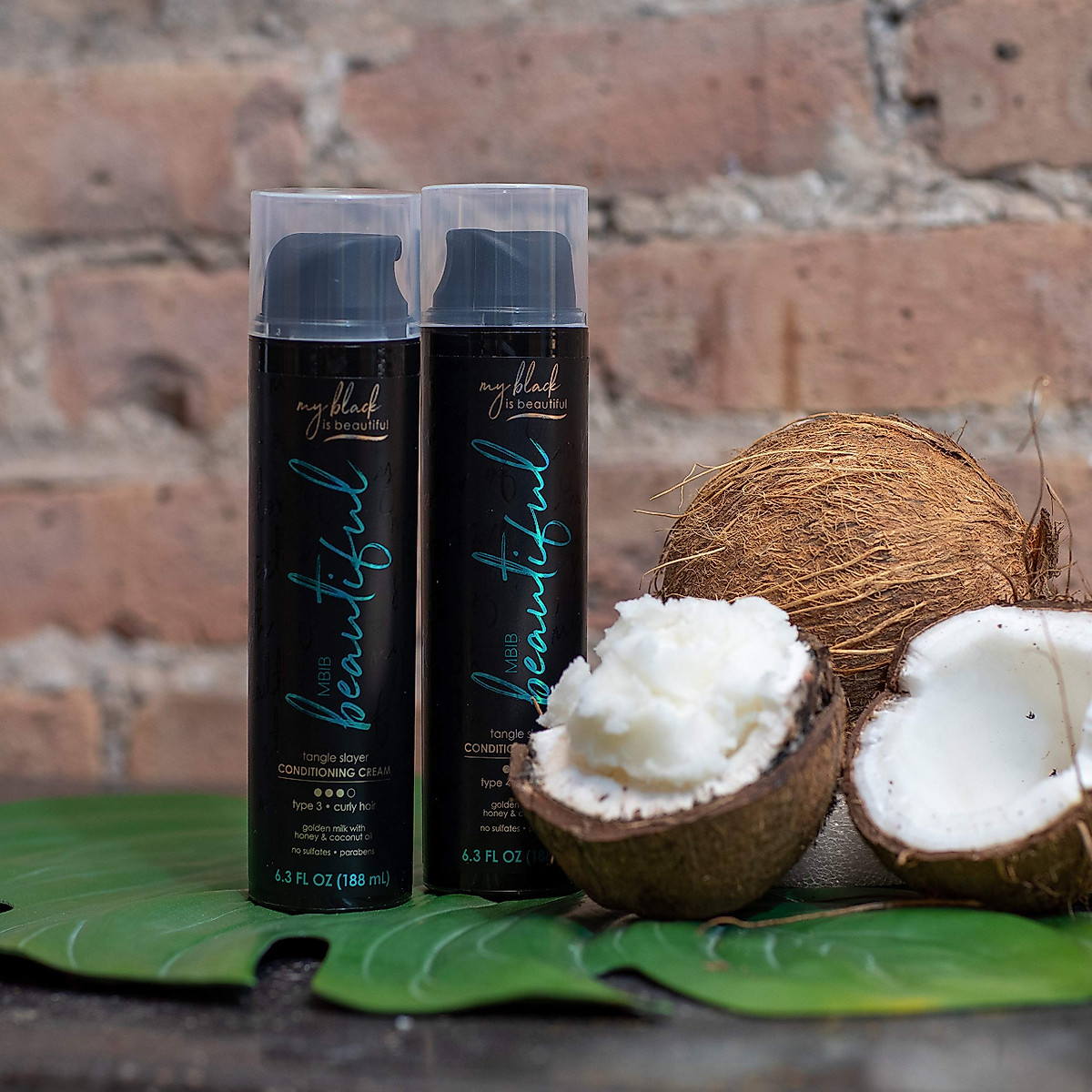 My Black is Beautiful Leave In Conditioner, Type 3 Tangle Slayer, Sulfate Free Conditioning Cream, for Curly Hair with Coconut Oil, Honey and Turmeric, 6.3 fl oz