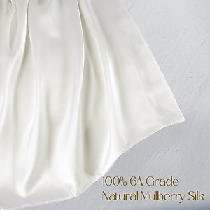 ZIMASILK 100% Pure Mulberry Silk Pillowcase for Hair and Skin Health,Soft and Smooth,Both Sides Premium Grade 6A Silk,600 Thread Count,with Hidden Zipper,1pc(Toddler 13''x18'',Ivory)