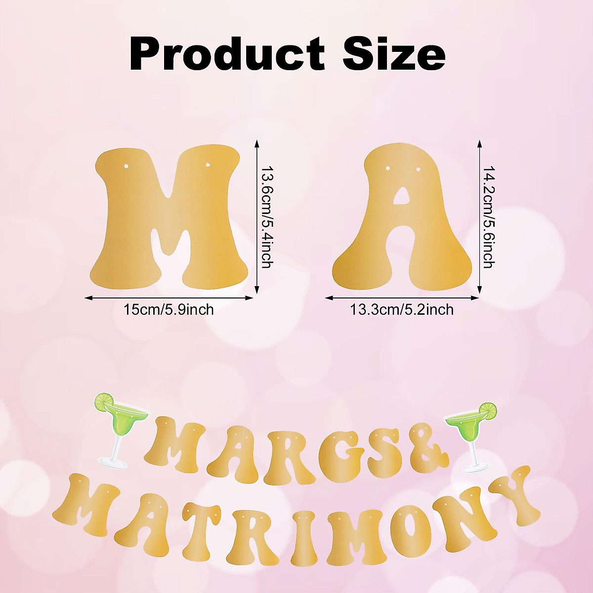 Margs and Matrimony Bachelorette Banner, Pre-Strung Margarita Bachelorette Party Decoration Bride Backdrop Decor for Bridal Shower Engagement Mexican Fiesta