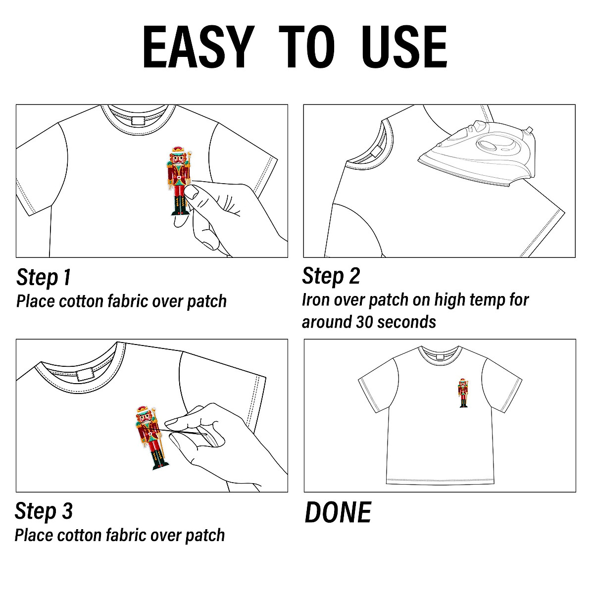 Kirako 9 Pcs Christmas Nutcracker Iron on Patches Colorful Soldier Figures Sew on Embroidered Applique Repair Patch DIY Crafts Gifts for Xmas Winter Holiday Birthday New Year Eve Clothing Backpack Hat