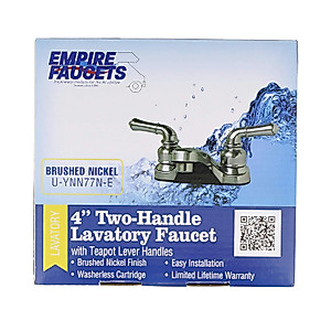 Empire Faucets RV Lavatory Faucet - 4 Inch Nickel Bathroom Faucet for RV Sink, Water Saving Aerator and Teapot Handles