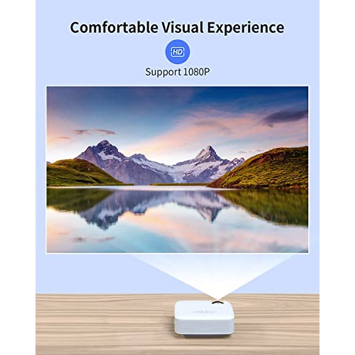 WiFi Projector, Mini Phone Projector [2022 New], 176 '' Display 55000 Hours LED Lamp, Video Wireless Projector Compatible with TV Stick / Smartphone / PC / PS4 / USB / TF/ HDMI/ VGA/ AV