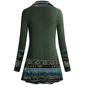 Miusey Plus Size Top,Ladies Fall Clothes for Women Cute Sweatshrits Long Sleeve Cowl Neck Pullover Sweater Juniors Flowy Top A Line Swing Henline Top and Blouse Dark Green XXXL