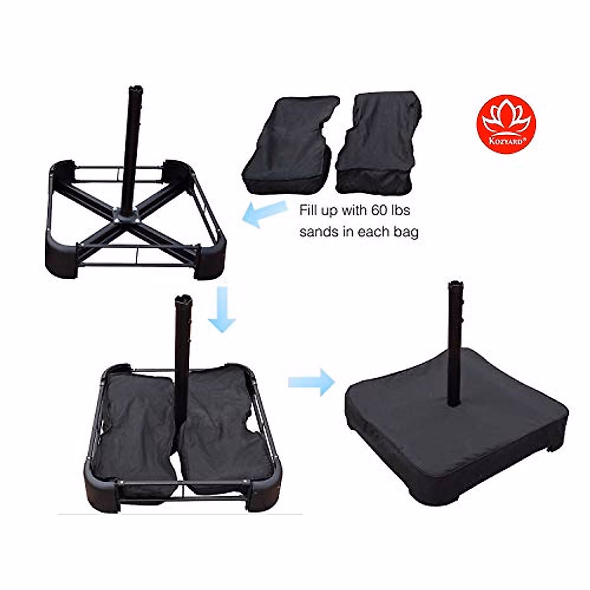 Kozyard Butterfly 14' Outdoor Patio Double-Sided Aluminum Umbrella with Crank and Base (Beige)