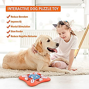 knitly Dog Puzzle Toys for IQ Training & Mental Enrichment, Interactive Dog Toys for Large Medium Small Dogs，Dog Treat Puzzle Dispensing Slow Feeder with Squeaky Design for Training & Fun Feeding
