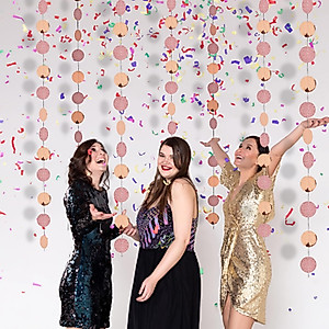 TONIFUL 4Pcs Gold Silver Party Decoration Circle Dot Star Garland Banner Bright Paper Streamer Hanging Decorations Glitter Star Bunting Banner Backdrop for Engagement Wedding Christmas Birthday