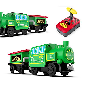 Wooden Train Accessories Battery Operated Locomotive Train, Remote Control Train for Track Set, Powerful Engine Train Vehicles Fit All Major Brands Track Railway System (Battery Not Included)