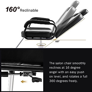 Barbers Chairs, Heavy Duty Hydraulic Reclining Salon Chair Spa Furniture Shampoo Reclining Extra Wider Seat Beauty Hair Salon Equipment