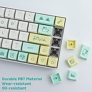 Hyekit PBT Keycaps 130 Keys Cat Keycaps Dye-Sublimation Cute Keycaps XDA Profile Custom Keycaps for Cherry Gateron MX Switches Mechanical Keyboards