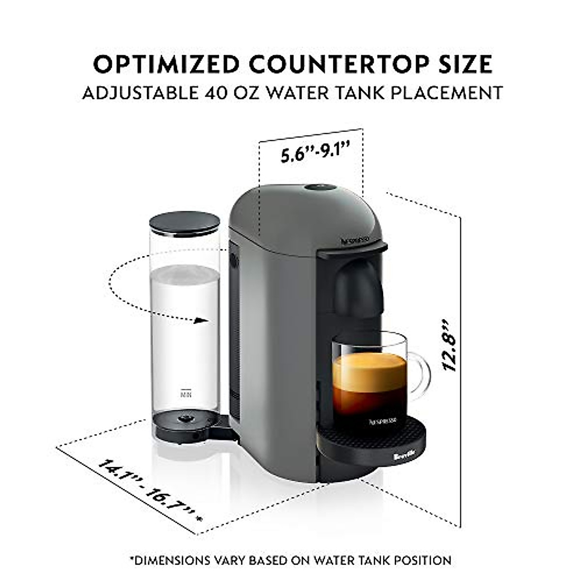 Breville BNV450GRY VertuoPlus Coffee and Espresso Machine, Grey