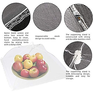 Homealexa Mesh Food Nets Fruit Cover Net 6 Pack, 17 Inch Large and Strong Collapsible Mesh Cake Covers Net, Mesh Food Covers Umbrella for Keeping Out Flies Bugs Mosquitos Food Cover Net