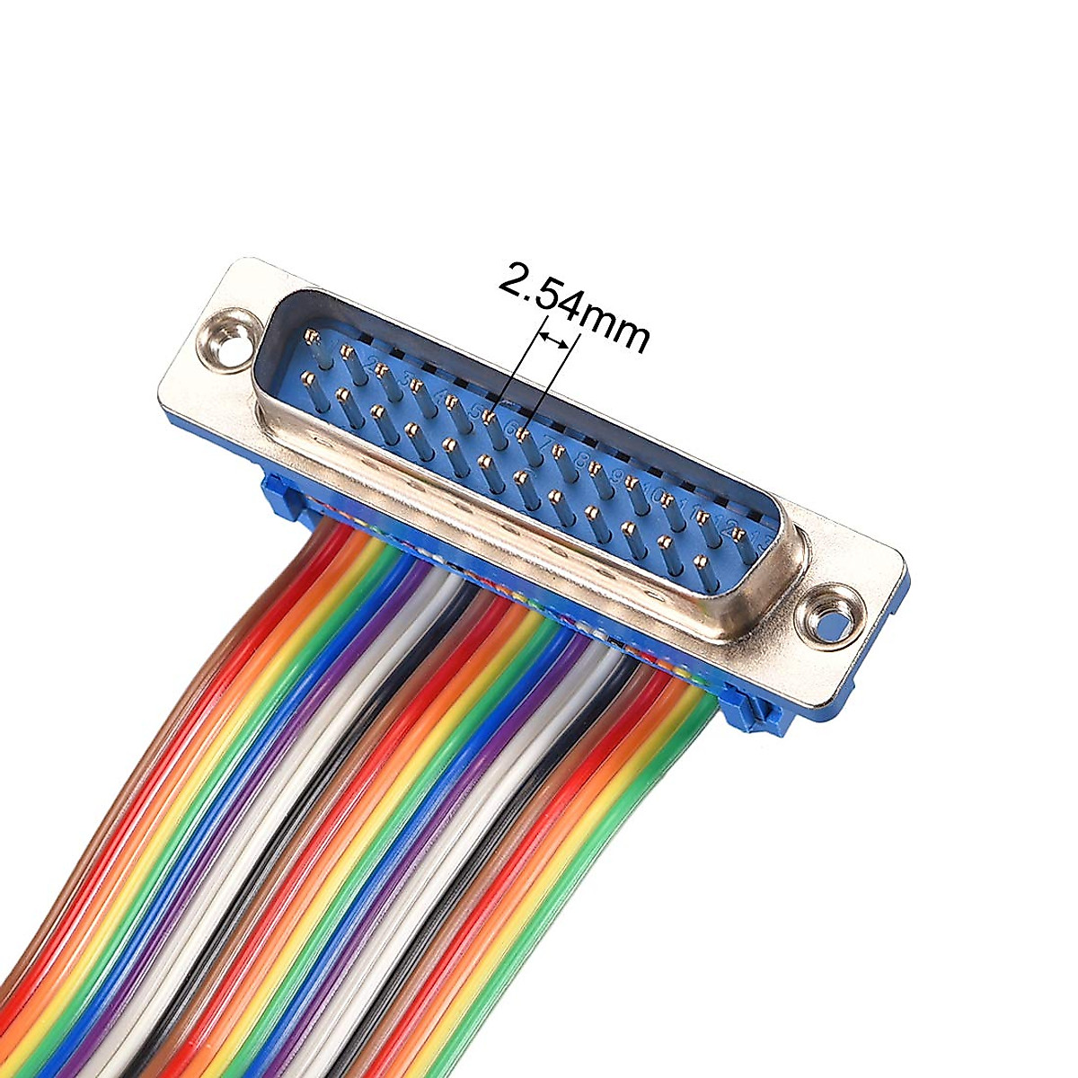 uxcell IDC Rainbow Wire Flat Ribbon Cable DB25 Male to DB25 Female Connector 2.54mm Pitch 11.8inch Length