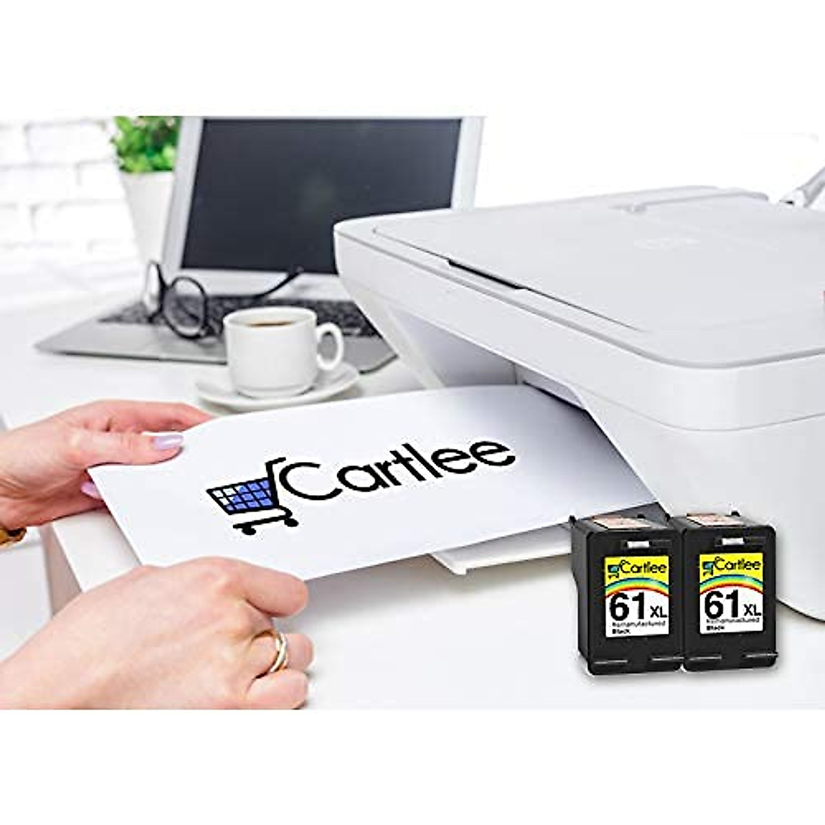 Cartlee Pack of 2 Black Remanufactured 61XL High Yield Ink Cartridges for HP Deskjet 1000 1010 1050 1510 1512 2000 2050 2510 2540 2542 2543 2549 3000 3050 Officejet 2622 4630 2620 4632 4635