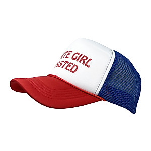 Funky Junque Bridal Snapback Trucker Hat - White Girl Wasted (White/red/Blue)