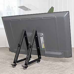 VIVO Low Height Mobile TV Stand for 32 to 65 inch Flat Curved Screens, LED LCD, Adjustable Floor Monitor Cart, Rolling TV Mount with Wheels, Black, STAND-TV01L
