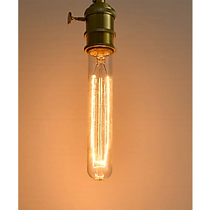 E26 40W Vintage Light Bulb T9/T185 Antique Filament Lamp T10/T30 Long Tubular Bulb Retro Amber Incandescent Light for Chandelier Pendant Industrial Hanging Light 2200K Warm White AC 110V Pack of 4
