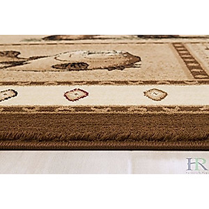 HR Cabin Rug–Lodge, Cabin Nature and Animals Area Rug–Modern Geometric Design Cabin Area Rug–Abstract, Multicolor Design– Moose/Bear/Lodge/Nature