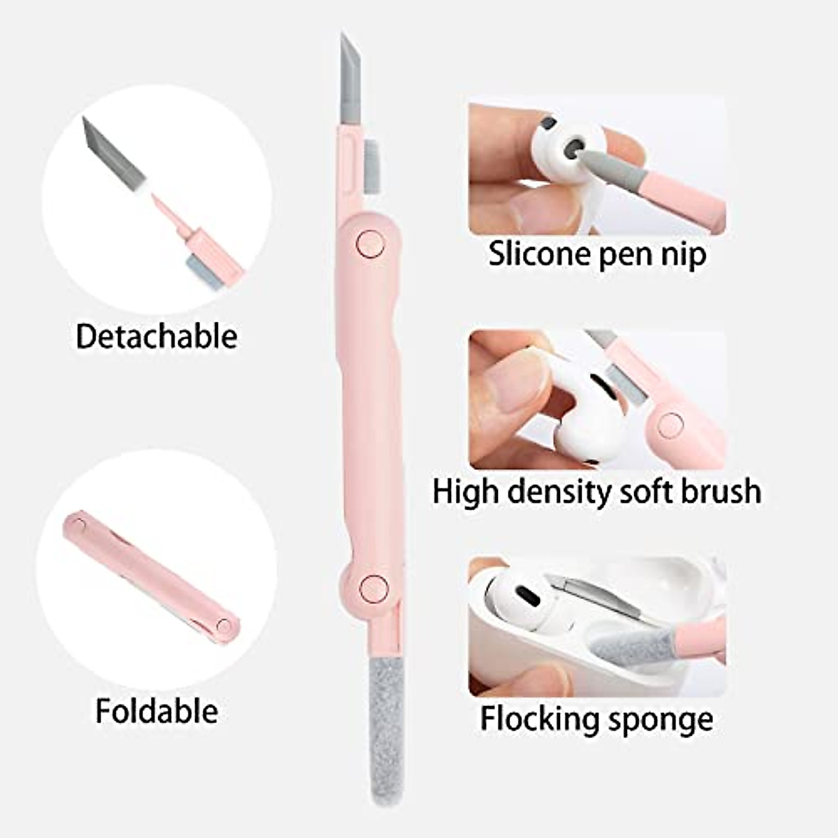 7 in 1 Electronic Cleaner kit - Keyboard Cleaner, Keyboard Cleaning Kit, Laptop Cleaner with Brush, Electronic Cleaner for Airpods pro/Laptop/Phone/Computer/Screen (Give Away a Flannel Cloth) Pink