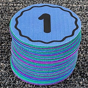 Really Good Stuff Carpet Mark-Its – 36 Pack–Line-Up Helpers – Carpet Markers for the Classroom – Numbered Spot Markers and Labels – 4" Carpet Dots for Teacher Supplies