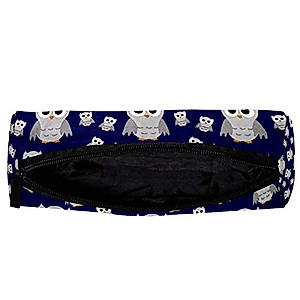Gray Owls On Blue Pattern Pencil Bag Pen Case Stationary Case Pencil Pouch Desk Organizer Makeup Cosmetic Bag for School Office