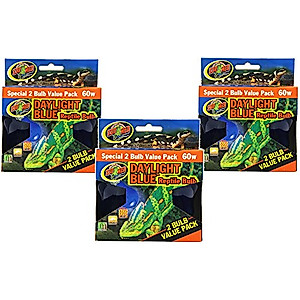 Zoo Med (3 Boxes) 2-Pack Daylight Blue Reptile Bulb, 60-watt - 6 Bulbs Total