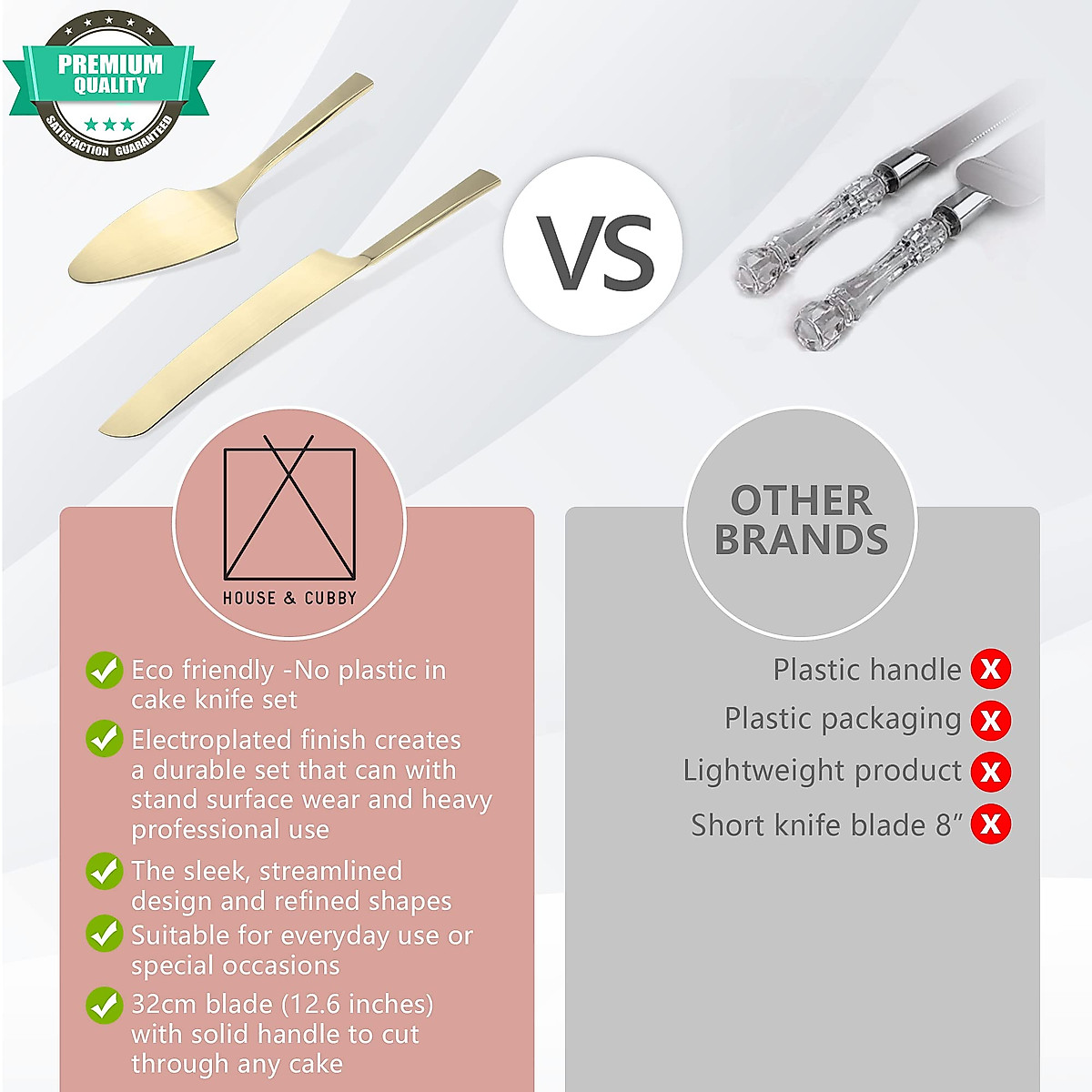 Gold Wedding Cake Cutting Set. Rustic Wedding Cake Knife Server Set. Cake Utensils for Bridal Shower & Wedding Cake Table Decorations. Gold Knife and Cake Server are Perfect Wedding Registry Gifts.