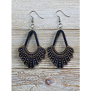 RBG Ruth Bader Ginsburg Dissent Collar Earrings from Black Stained Maple Wood