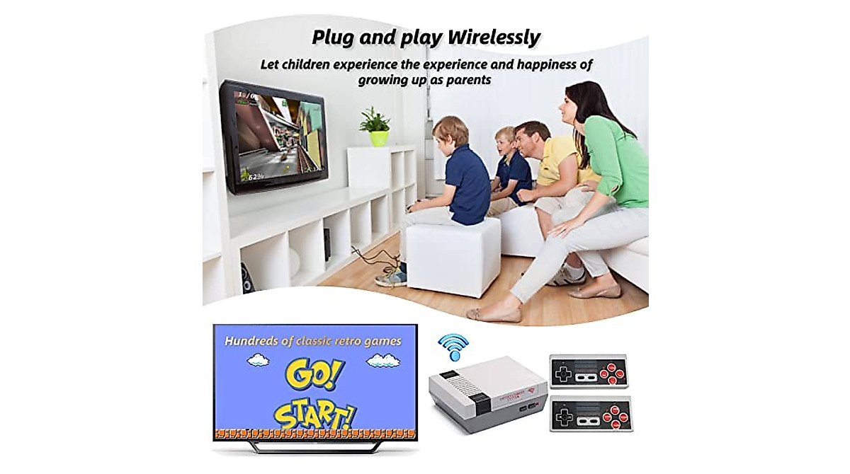 Classic Mini Retro Game Console: 620 Games & Wireless Play