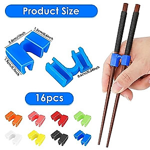 TIESOME 16Pcs Reusable Chopstick Helpers, Training Chopstick Hinges Connector Practice Chopsticks for Adults, Kids, Beginner, Trainers or Learner