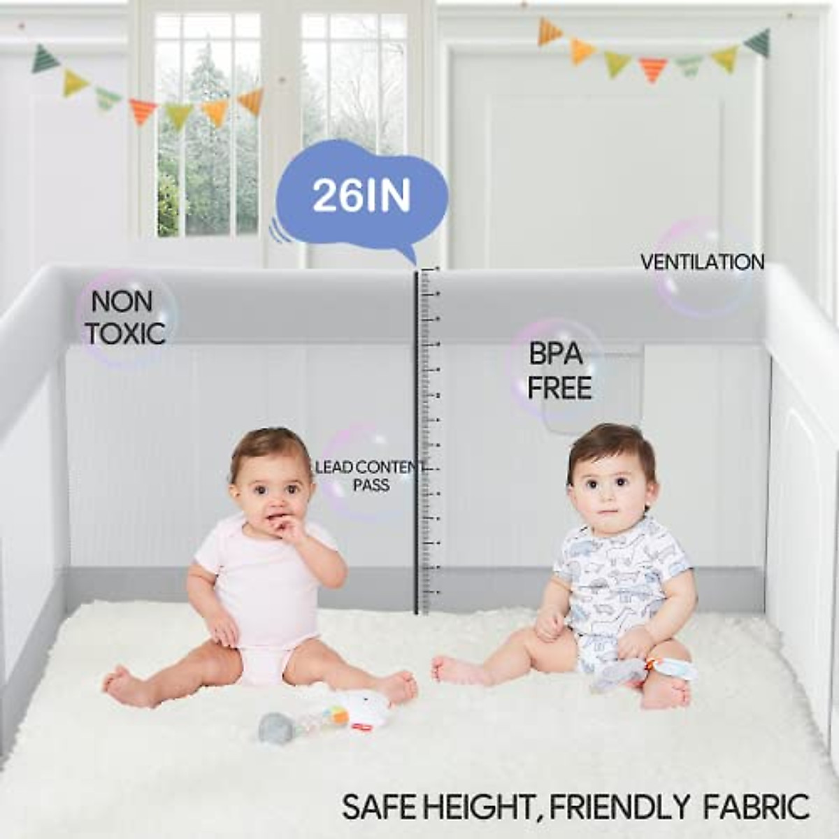 Fodoss Baby Playpen, Playpen for Babies & Toddlers, 47x47 Small Baby Play Pen,Toddler Playpen for Apartment,Play Yard for Baby,Baby Activity Play Fence, Extra Large Baby Playard, 47x47 Light Grey