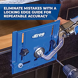 KREG KHI-Pull Cabinet Hardware Jig - for Cabinet Door Handles - Drilling Guide for Cabinet Doors - Creates Straight, Even Holes - Durable Drill Guides