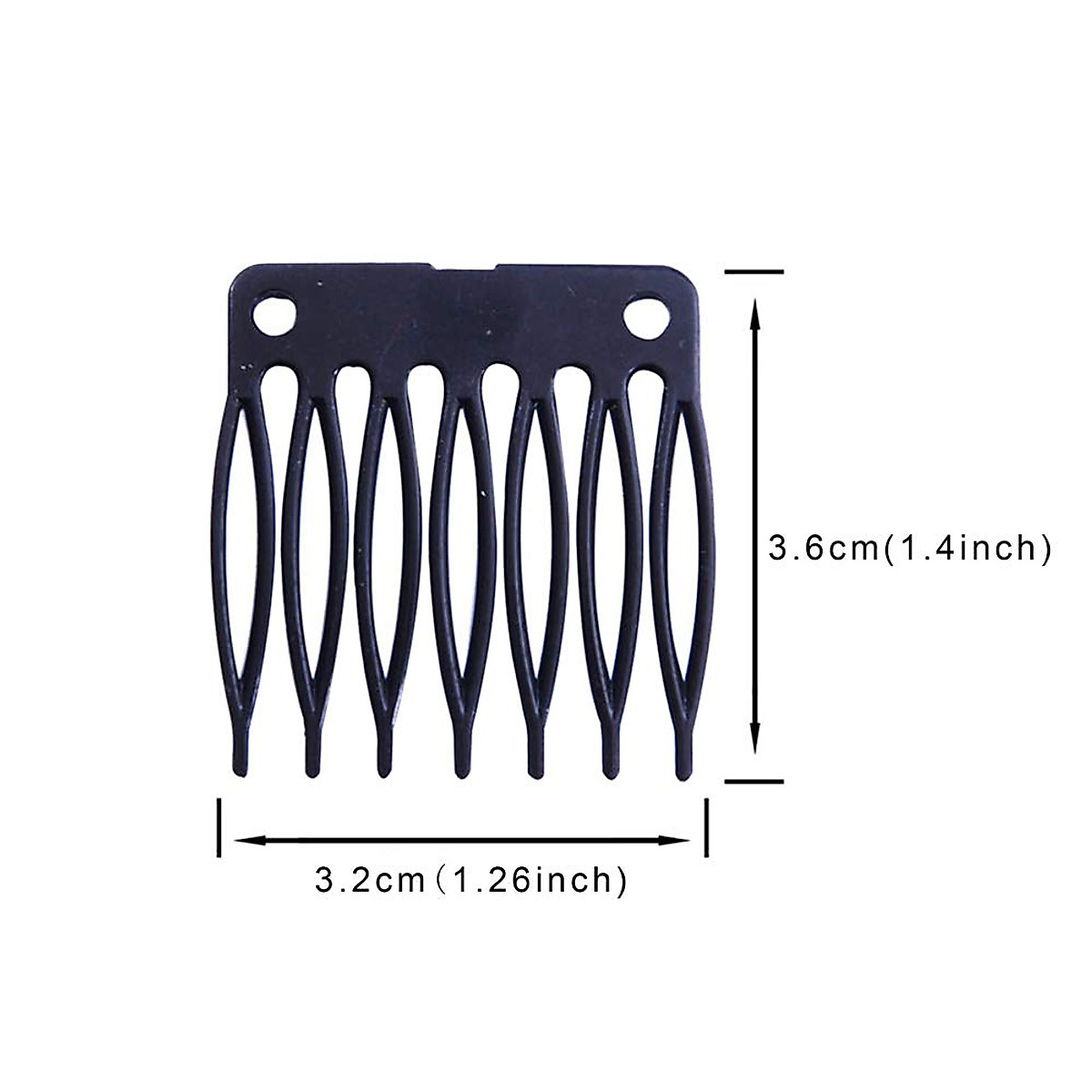 50 PCS Hair Clip Combs for Wigs - 7-Teeth Plastic Combs with Caps, Ideal for Wig Making Accessories (Black)