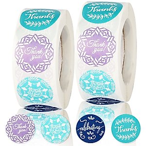 1000Pcs Thank You Stickers,Thank You for Supporting My Small Business Stickers Labels for Greeting Cards,Envelopes, Bubble Mailers and Gift Bags Packaging,1 Inch,500 Pieces Each Roll(Blue)