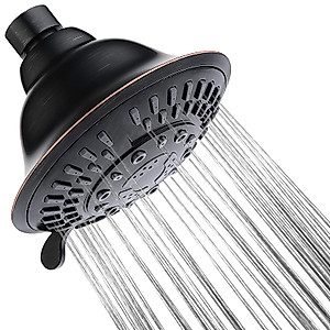 BRIGHT SHOWERS Shower Head High Pressure Rain Showerhead 5 Spray Setting Fixed Shower head Angle Adjustable Bathroom Showerhead, Oil Rubbed Bronze