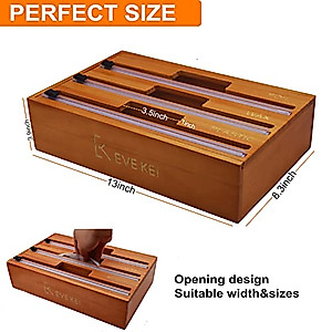 EVEKEI Foil and Plastic Wrap Organizer with Cutter, 3 in 1 Plastic Wrap Dispenser with Cutter, Aluminum Foil Organization and Storage, Saran Wrap Dispenser for Kitchen Wrap Organizer Fits 12" Roll