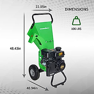 GARDENBEAUT S3 Wood Chipper Shredder, 7 HP 212cc Gasoline Engine, 3" Max Wood Diameter, 1-Year Warranty After Product Registration