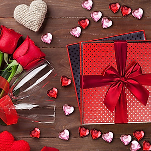 Red/Pink Acrylic Heart for Valentines Day, Wedding Heart Table Scatter Decoration, Flat Back Heart Rhinestones, 0.5 Inch (100)