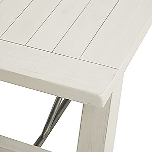 INK+IVY Sonoma Dining Bench 3 Seater Seating Chair with Rustic Metal Accents Support, Country Modern Farmhouse Kitchen Furniture, 66" W x 17" D x 18" H, Reclaimed White