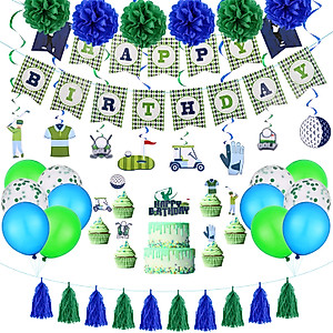 Golf Birthday Party Supplies Golf 1st Birthday Decorations Golf Birthday Decorations for Men Golf Happy Birthday Banner Golf Cake Topper Golf Decorations for Party Colorful Balloons for Birthday
