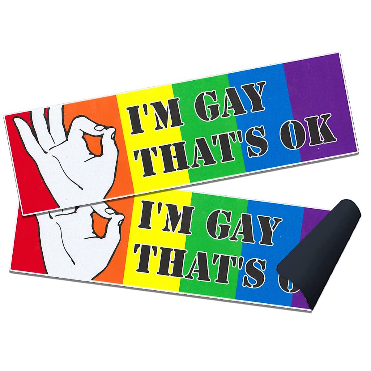 Hying 2PCS Gay Pride Bumper Stickers for Cars, LGBTQ Rainbow Magnetic Bumper Stickers for Adults Reusable Pride Month Decorations Magnetic Sign for Pride Parades Party Supplies Decorations Accessories