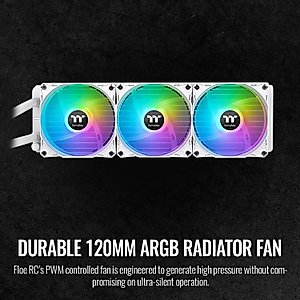 Thermaltake Floe RC360 Snow, AMD (AM5/AM4) / Intel (LGA 1700/1200), TT RGB Plus Software/Motherboard Sync ARGB Controlled, 360mm PWM All-in-One CPU & Memory Liquid Cooler CL-W331-PL12SW-A