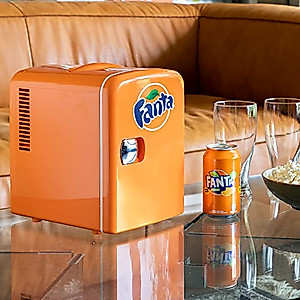 Coca-Cola Fanta FA04 4 Liter/4.2 Quarts 6 Can Portable Mini Cooler/Fridge for Food, Beverages, Orange