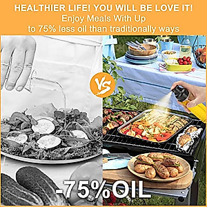 200ml Glass Olive Oil Sprayer for Cooking - Oil Dispenser Bottle Spray Mister - Refillable Food Grade Oil Vinegar Spritzer Sprayer Bottles for Kitchen, Air Fryer, Salad, Baking, Grilling, Frying