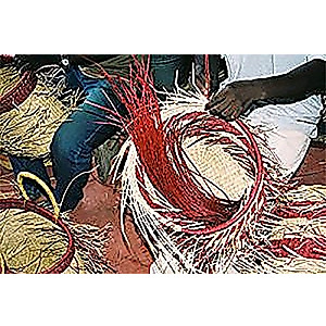 Bolga Market Tote Basket (Fair Trade) Natural Color XLarge w/ Leather Wrapped Handle