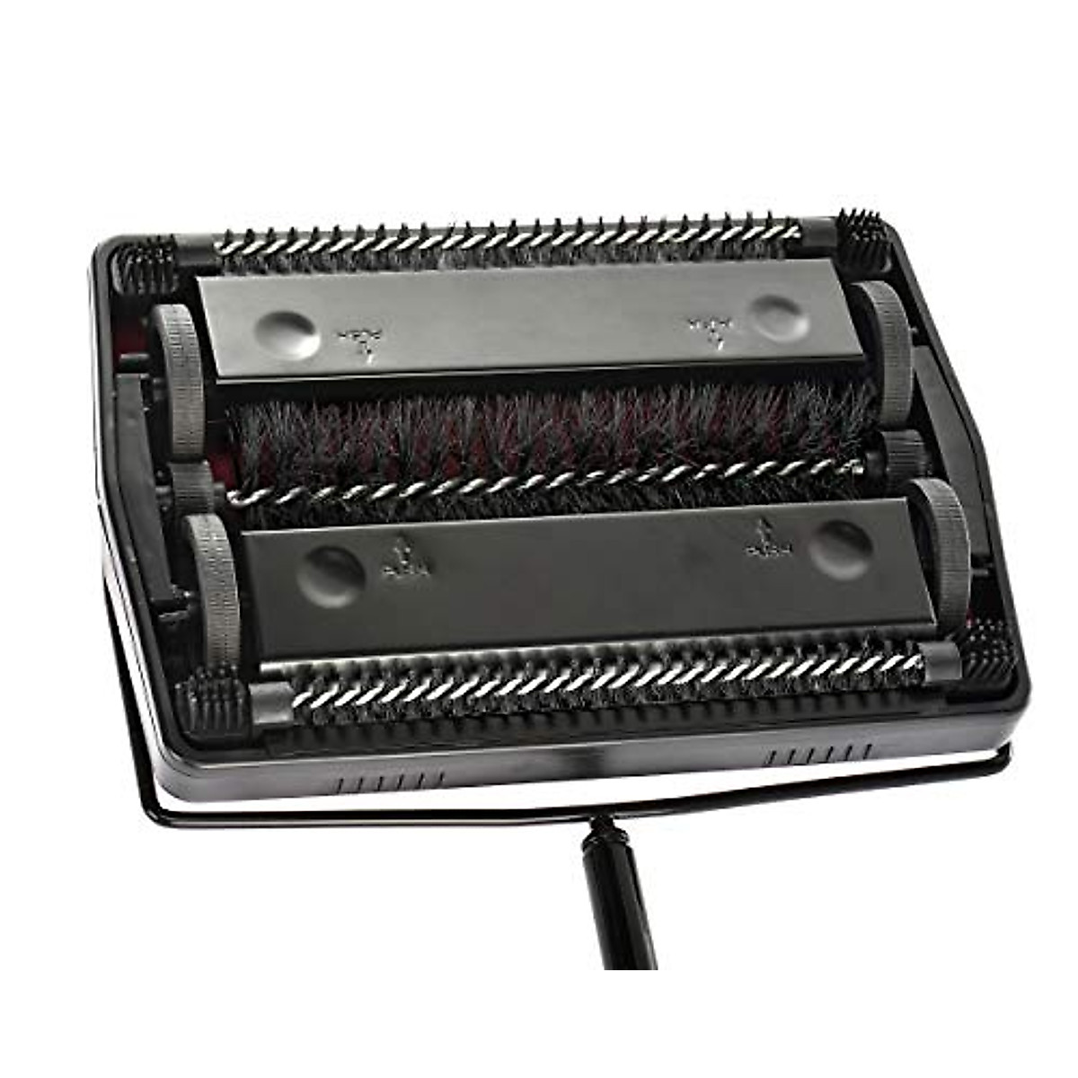 Alpine Industries Triple Brush Floor & Carpet Sweeper – Heavy Duty & Non Electric Multi-Surface Cleaner - Easy Manual Sweeping for Carpeted Floors (Red)