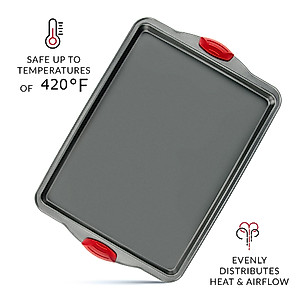 Boxiki Kitchen Non-Stick Baking & Cookie Sheet Pan Non-Toxic 11x14 Inch Rimmed Carbon Steel Baking Sheet. Dent, Warp and Rust Resistant. Heavy Gauge Steel Oven Baking Sheet. 1 Tray.