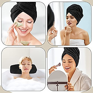 SUNLAND Microfiber Hair Drying Towel 2 Pack Super Absorbent Quick Dry Magic Hair Turban for Drying Long Hair Soft and Large 20 inch X 40 inch Black