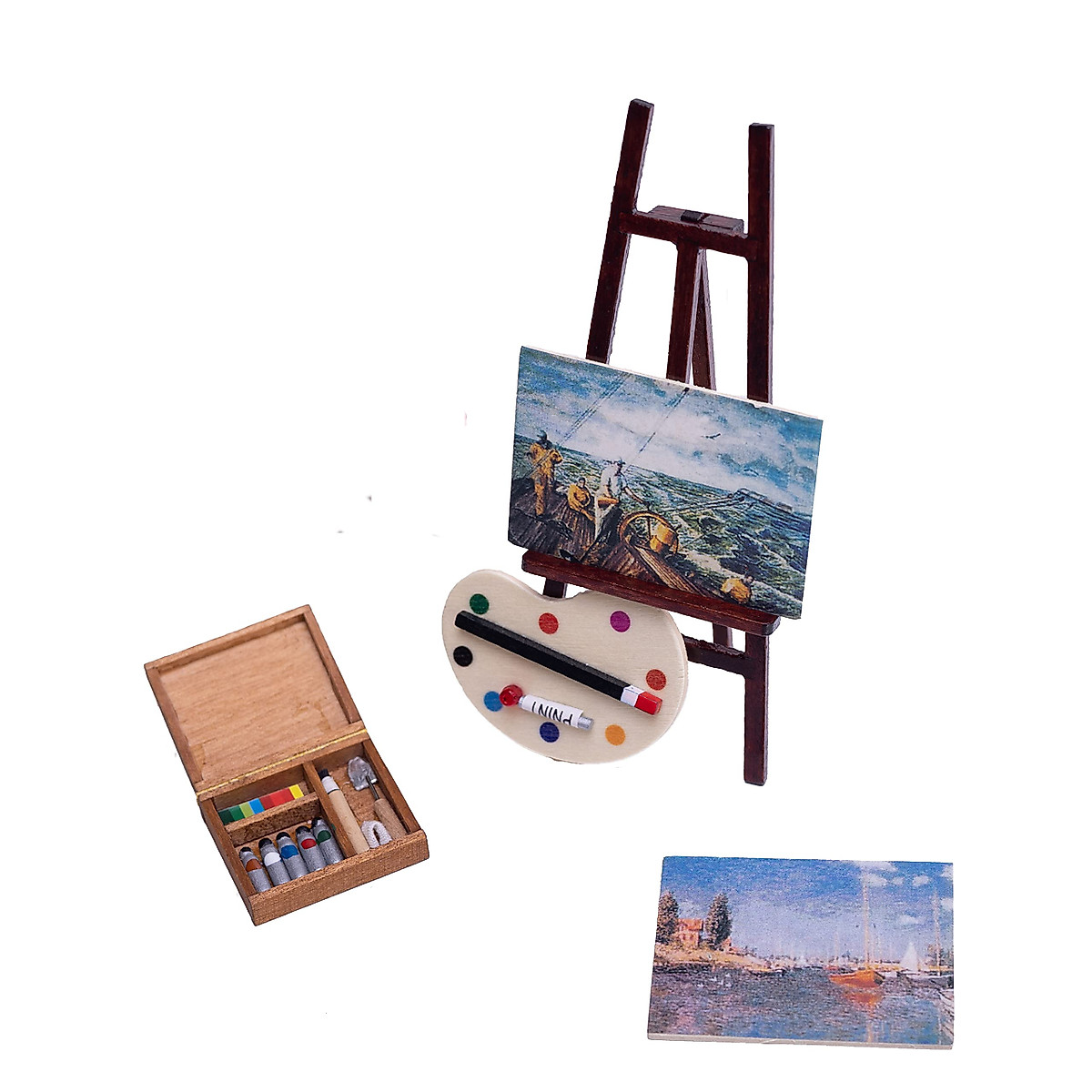 Fateanuki Doll House Accessory Painting Tool Set Miniature Dollhouse Toy Balcony Patio Furnitures Decoration Accessories 1 12 Scale